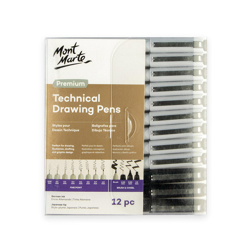 Technical Drawing Pens Premium 12pc – Mont Marte Global
