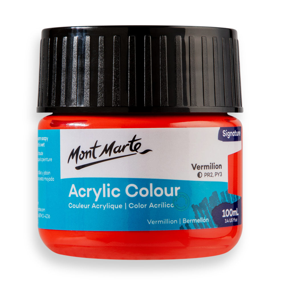 Acrylic Colour Paint Signature 100ml (3.4 US fl.oz) Tub - Vermillion ...