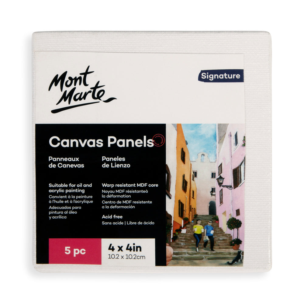 Canvas Panels Signature Pack 5 10.2 x 10.2cm (4 x 4in) – Mont Marte Global