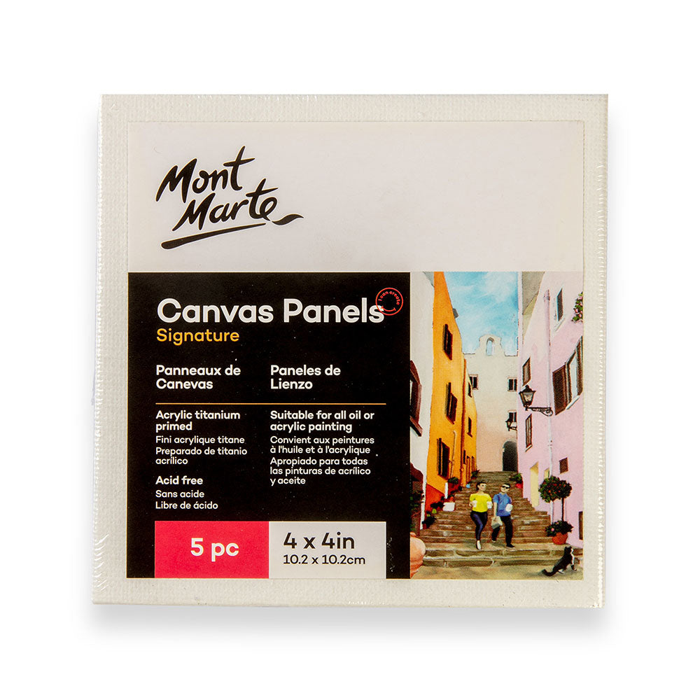 Canvas Panels Signature Pack 5 10.2 x 10.2cm (4 x 4in) – Mont Marte Global
