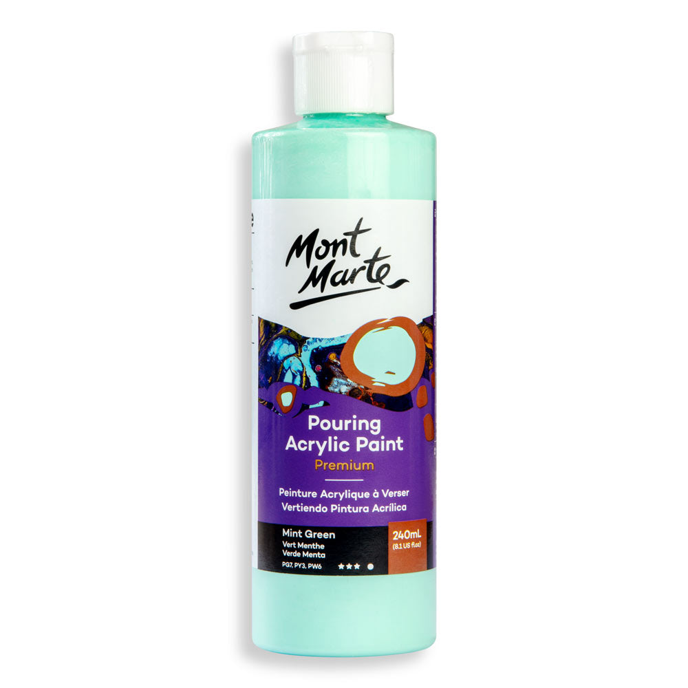 Pouring Acrylic Paint Premium 240ml (8.12 US fl.oz) - Mint Green – Mont ...