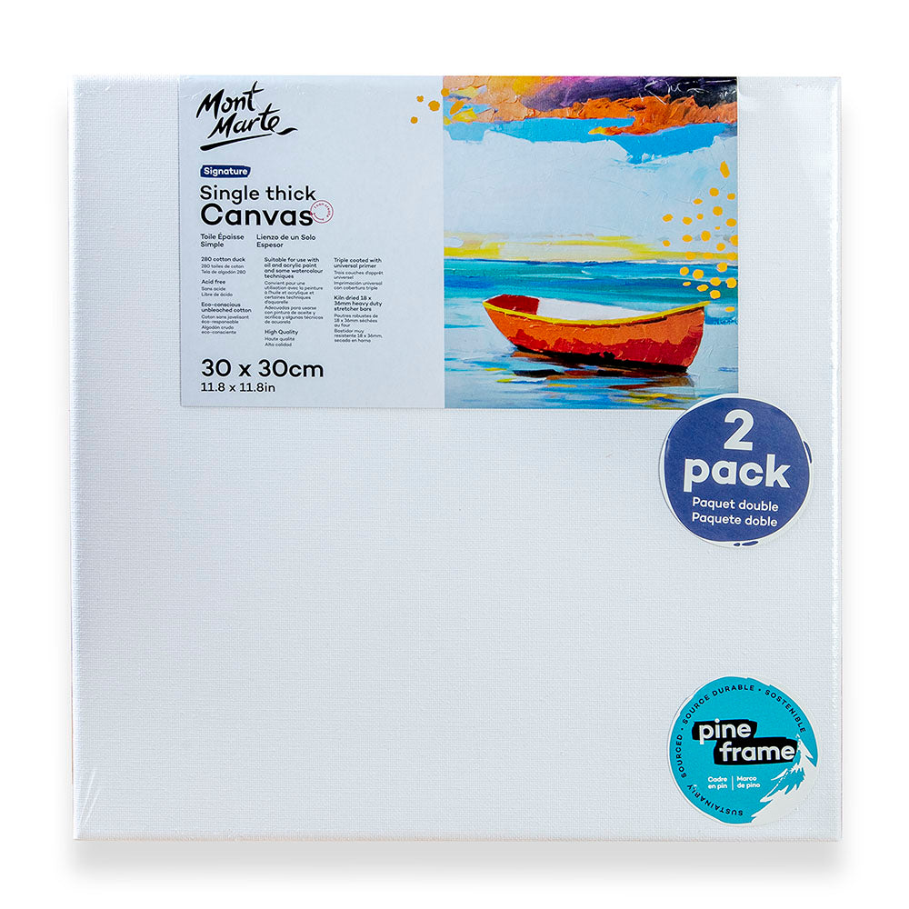 Mont Marte Single Thick Canvas Signature 30 x 30cm (11.8 x 11.8in) 2 Pack