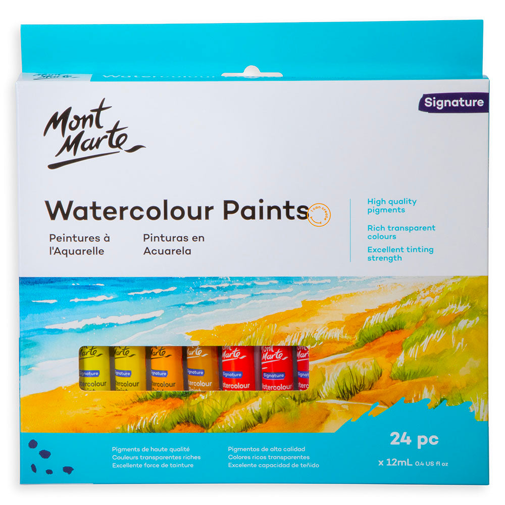 Mont Marte Watercolour Paint Set Signature 24pc x 12ml (0.4 US fl.oz ...