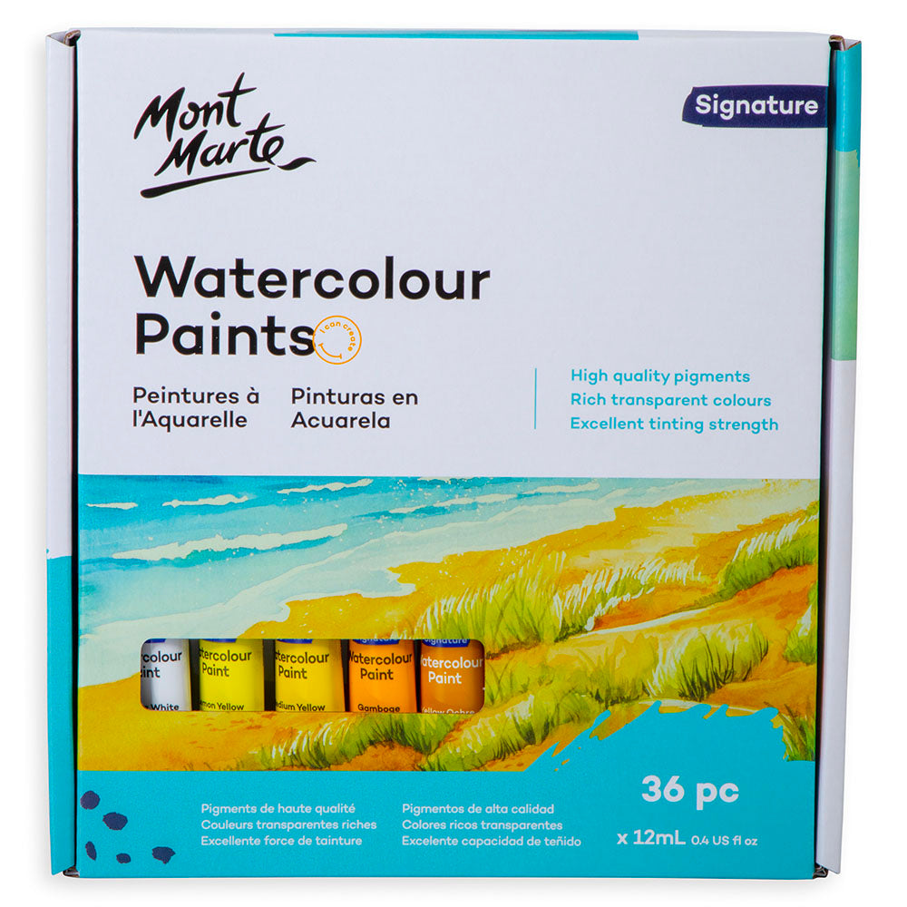 Mont Marte Watercolour Paint Set Signature 36pc x 12ml (0.4 US fl.oz ...
