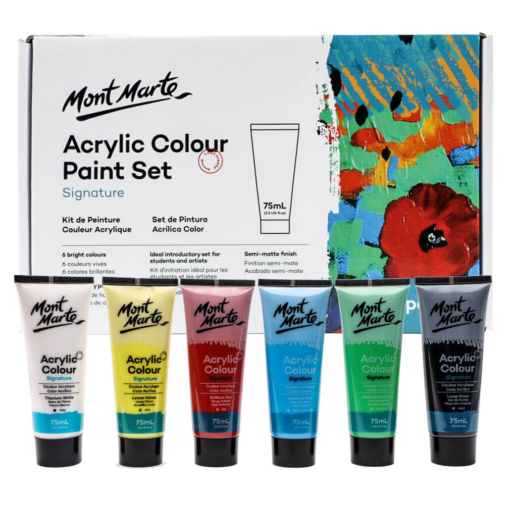 Acrylic Colour Paint Set Signature 6pc x 75ml (2.5 US fl.oz) – Mont ...