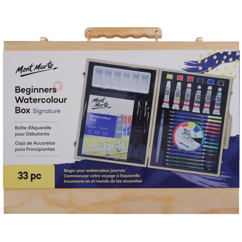 Beginners Watercolour Box Signature 33pc – Mont Marte Global