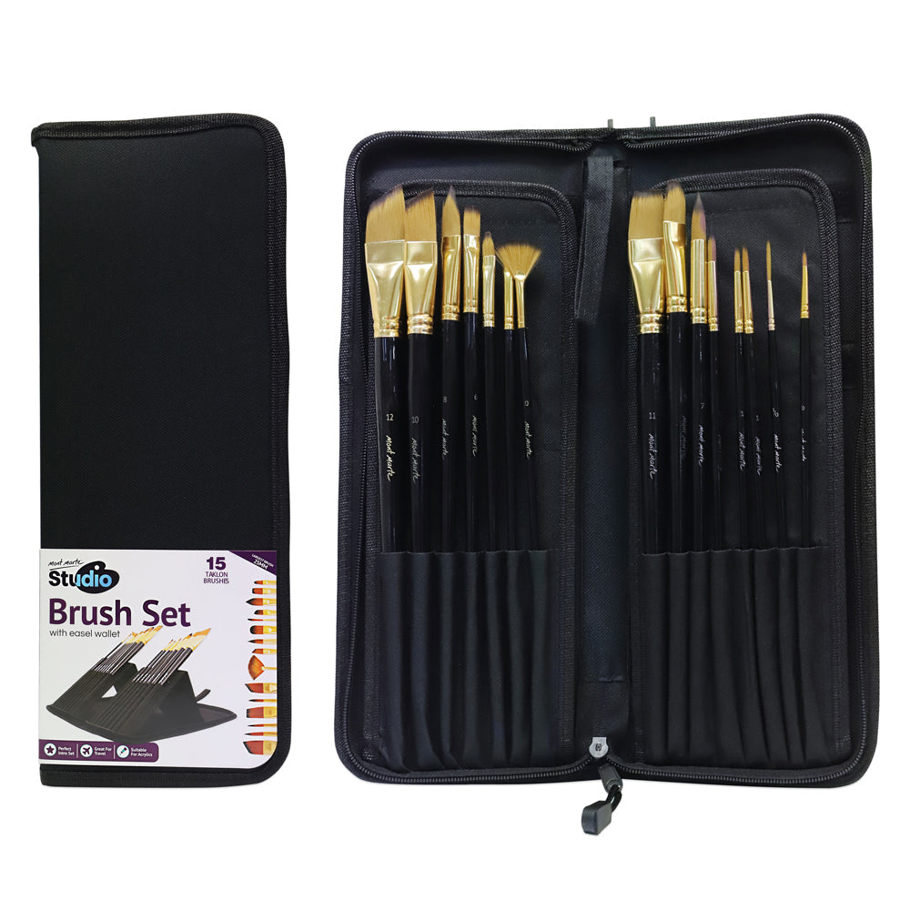 Studio Brush Set in Easel Wallet 15pc – Mont Marte Global