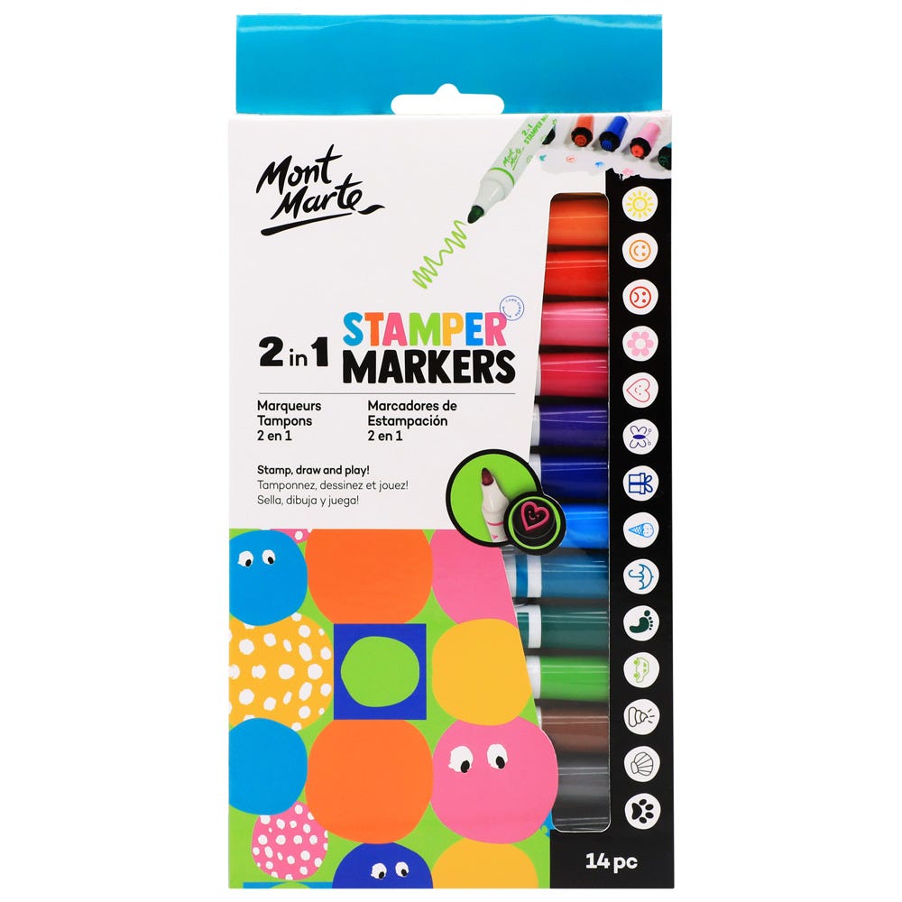 2 in 1 Stamper Markers 14pc – Mont Marte Global