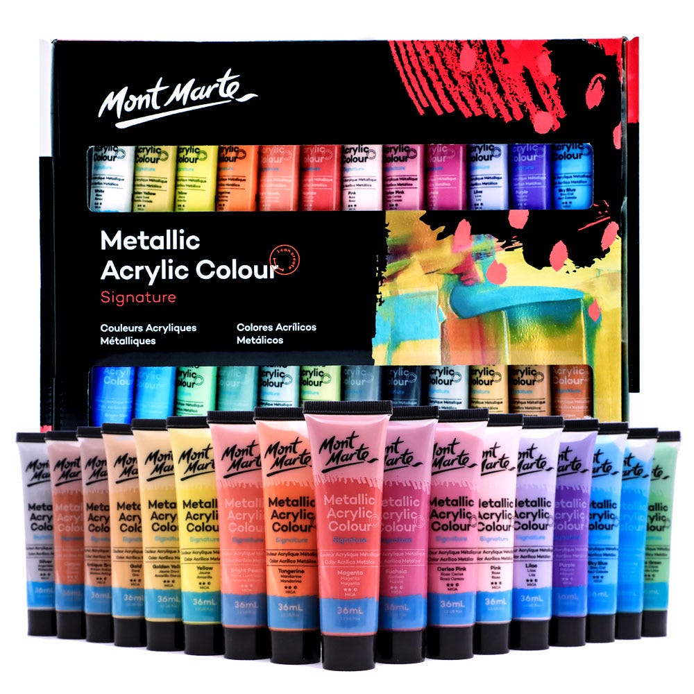 Metallic Acrylic Colour Paint Set Signature 24pc x 36ml (1.2 US fl.oz ...