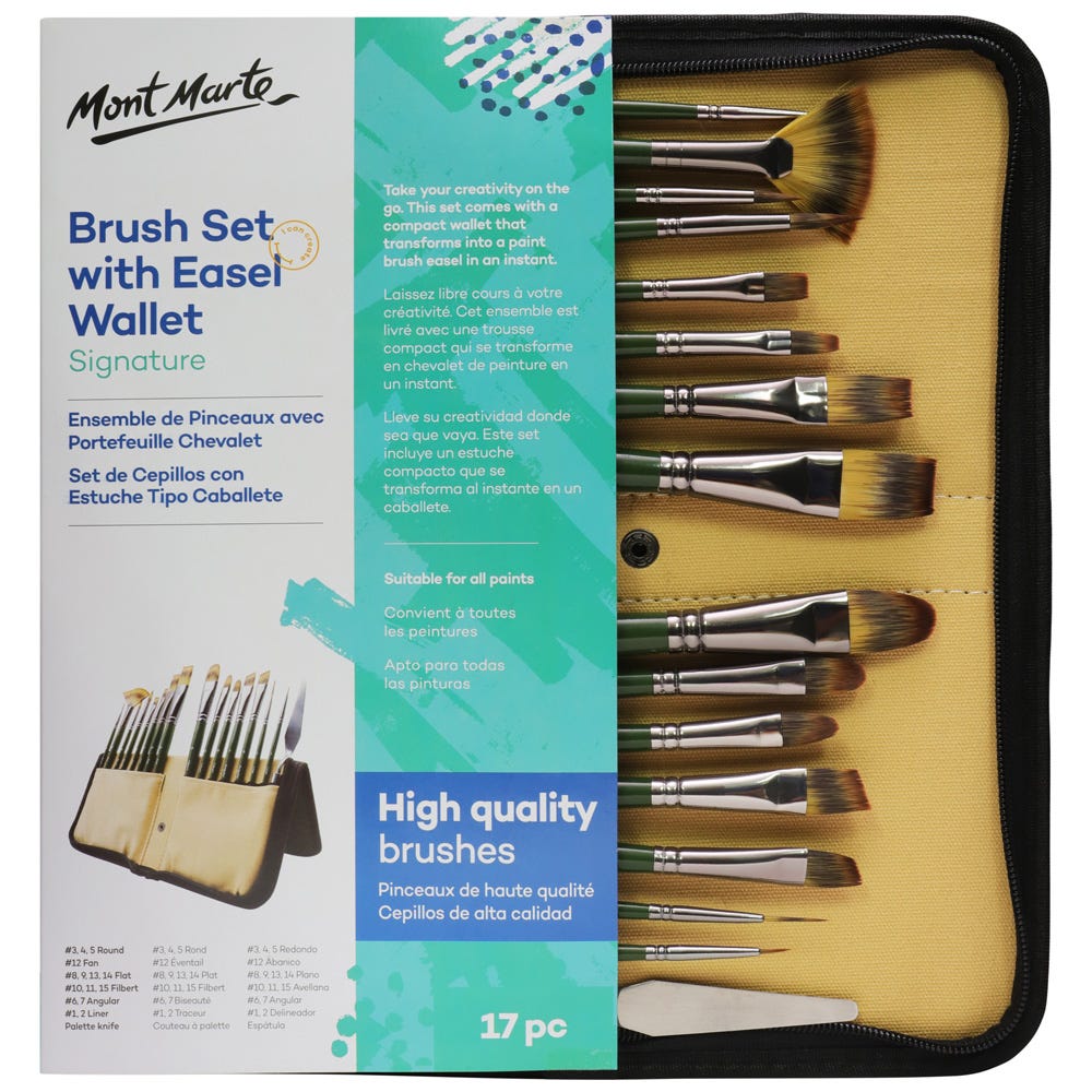 Brush Set with Easel Wallet Signature 17pc – Mont Marte Global