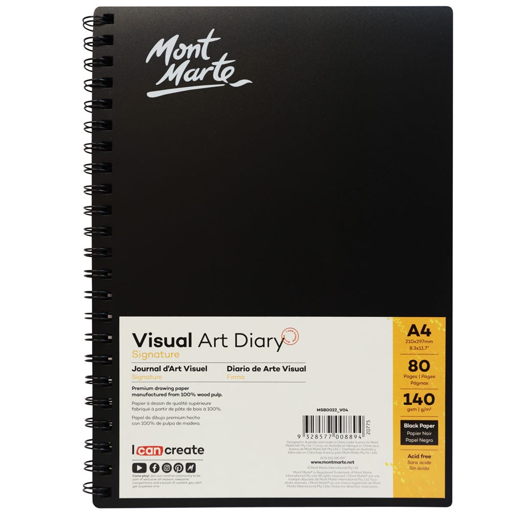 Visual Art Diary Black Signature 140gsm A5 80 Page